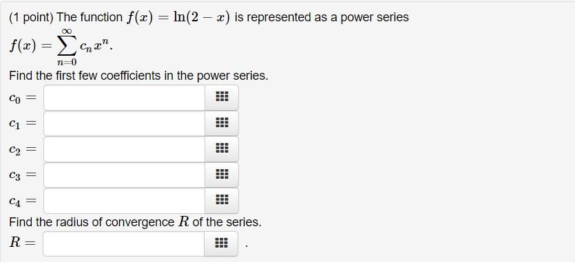 Solved (1 point) The function f(x) = ln(2 - x) is | Chegg.com