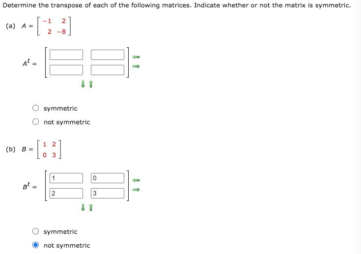 Solved Determine the transpose of each of the following | Chegg.com
