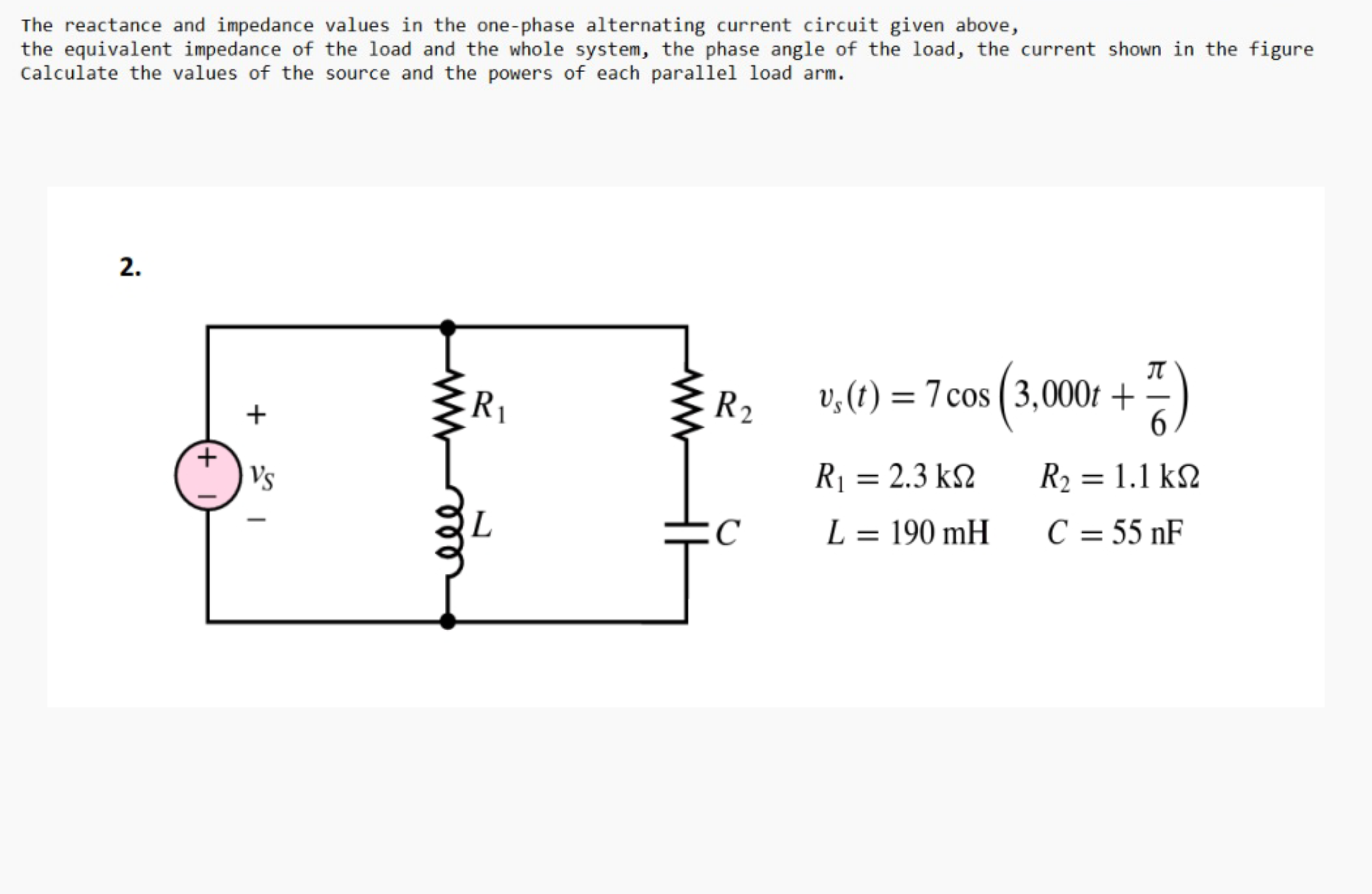 Solved The reactance and impedance values in the one-phase | Chegg.com