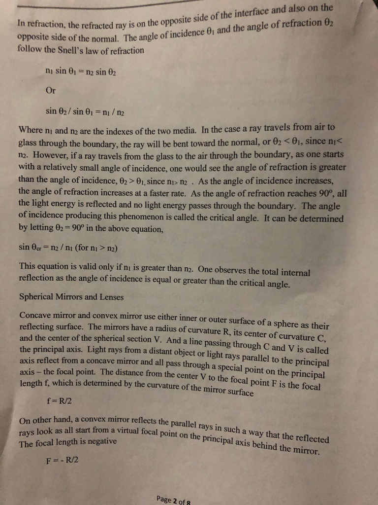 Reflection And Refraction Objectives Verify The La