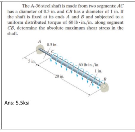 Solved The A-36 steel shaft is made from two segments: AC | Chegg.com