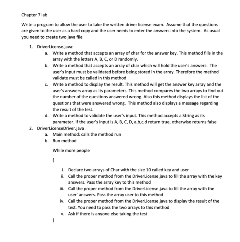Solved Chapter 7 Lab Write A Program To Allow The User To 