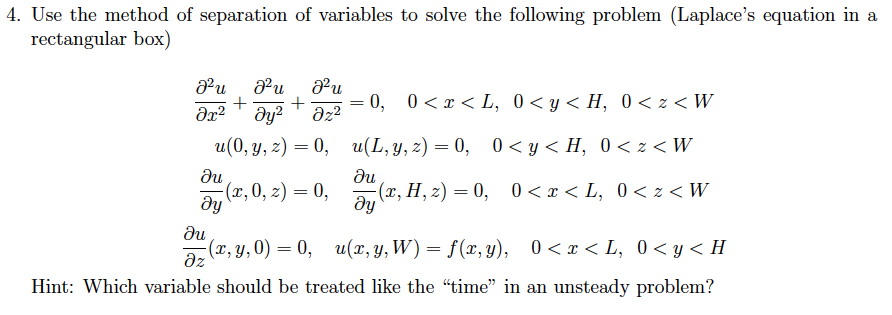 Solved 4. Use the method of separation of variables to solve | Chegg.com