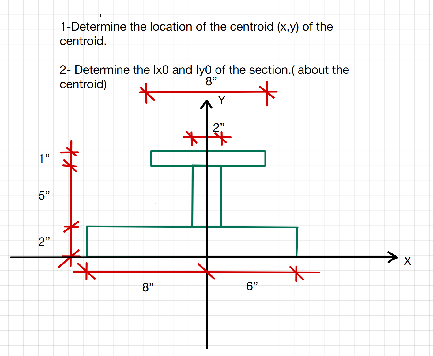 Solved 1-Determine the location of the centroid (x,y) of the | Chegg.com