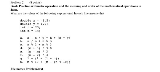 Solved Problem 2. (8 points) Goal: Practice arithmetic | Chegg.com