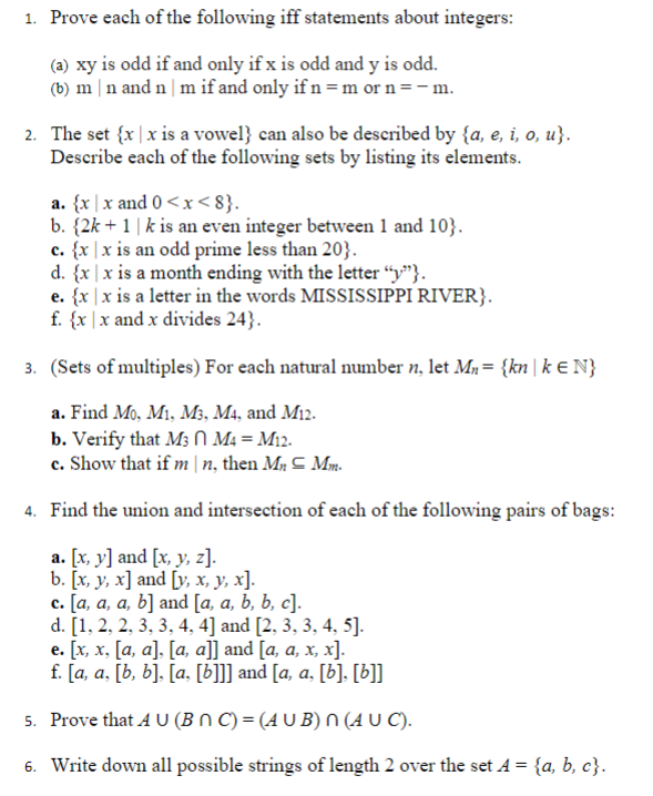 Solved 1. Prove each of the following iff statements about | Chegg.com