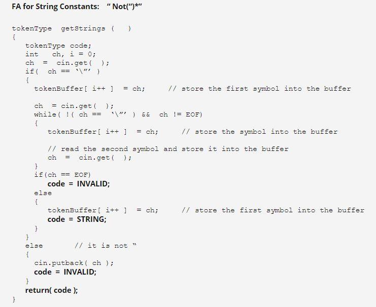 PROGRAMMING ASSIGNMENT #2 Scanner Note : Each token | Chegg.com