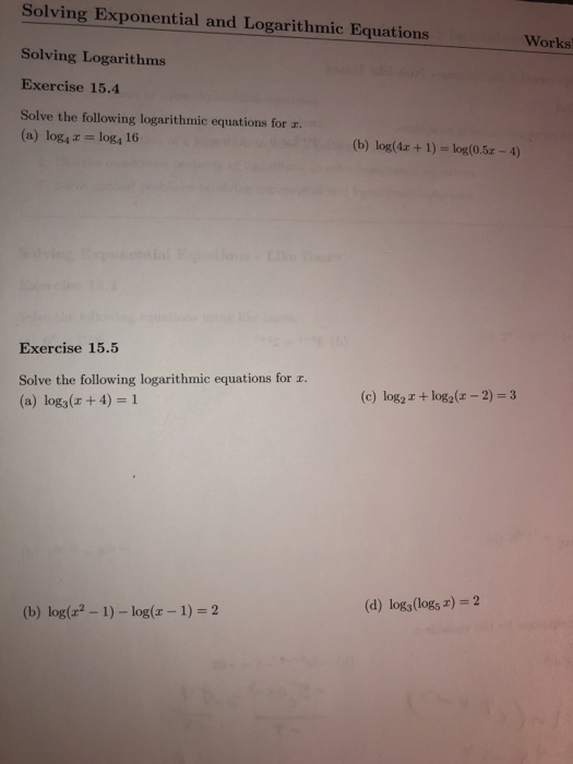 Solved Solving Exponential and Logarithmic Equations Solving | Chegg.com