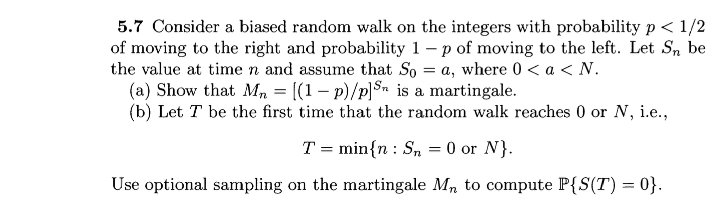Solved 5.7 Consider a biased random walk on the integers | Chegg.com
