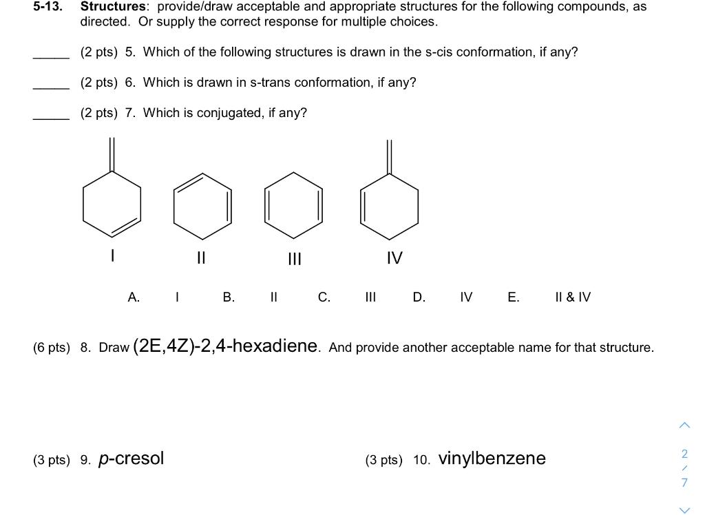 Solved 5-13. Structures: provide/draw acceptable and | Chegg.com