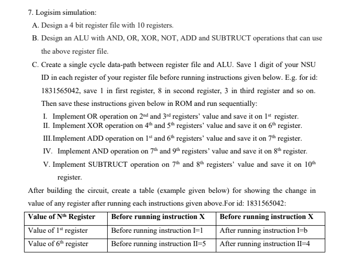 Solved 7. Logisim simulation: A. Design a 4 bit register | Chegg.com