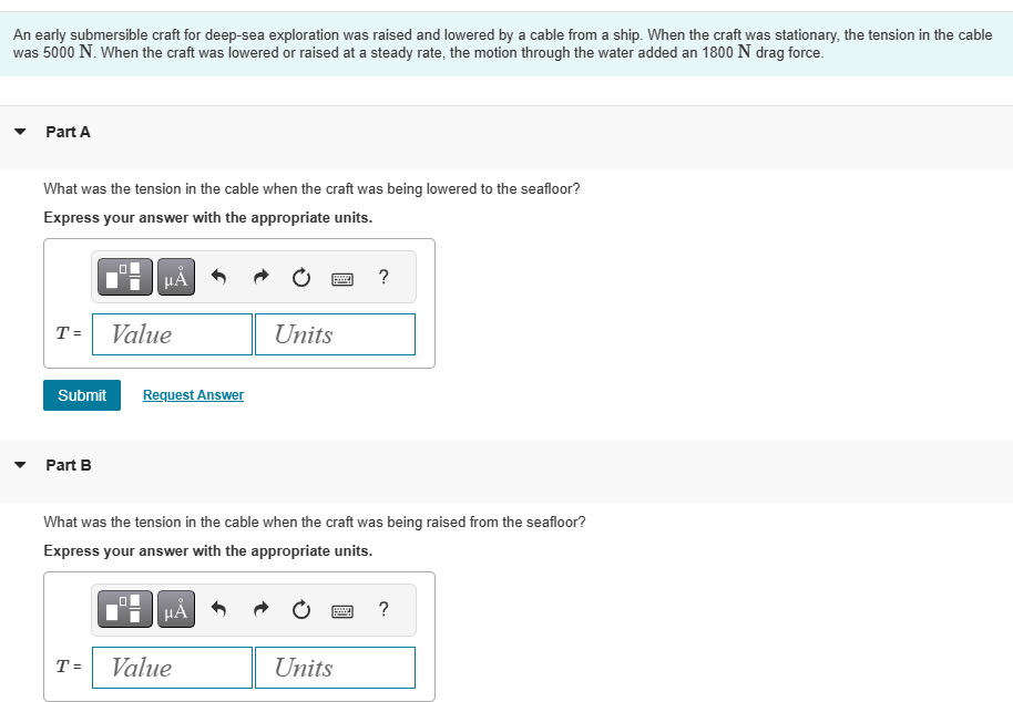 Solved In early submersible craft for deep-sea exploration | Chegg.com