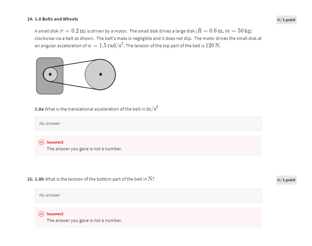 Solved A small disk ( r=0.2 m) is driven by a motor. The | Chegg.com