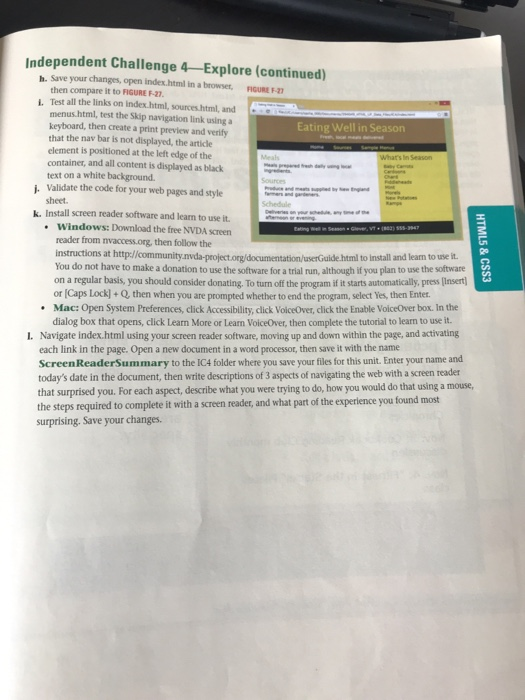 HTML and CSS Independent Challenge 4, what would the | Chegg.com