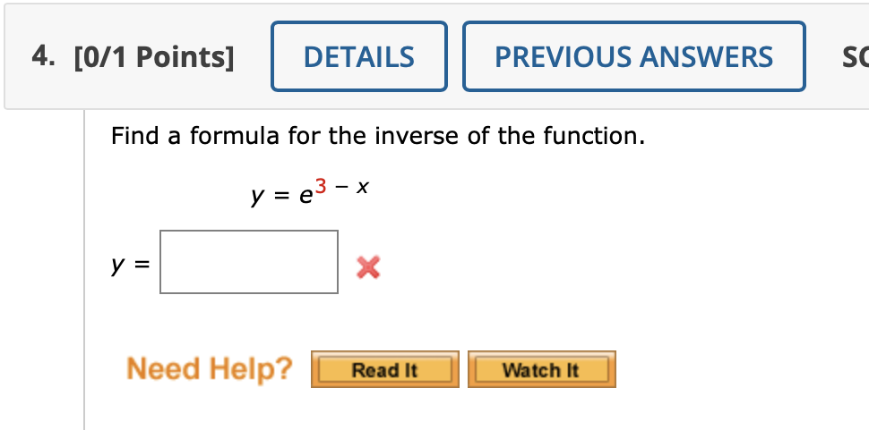 Solved Find a formula for the inverse of the function. | Chegg.com