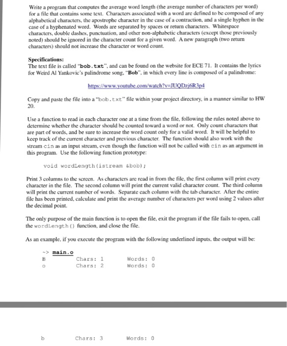 Solved Write a program that computes the average word length | Chegg.com