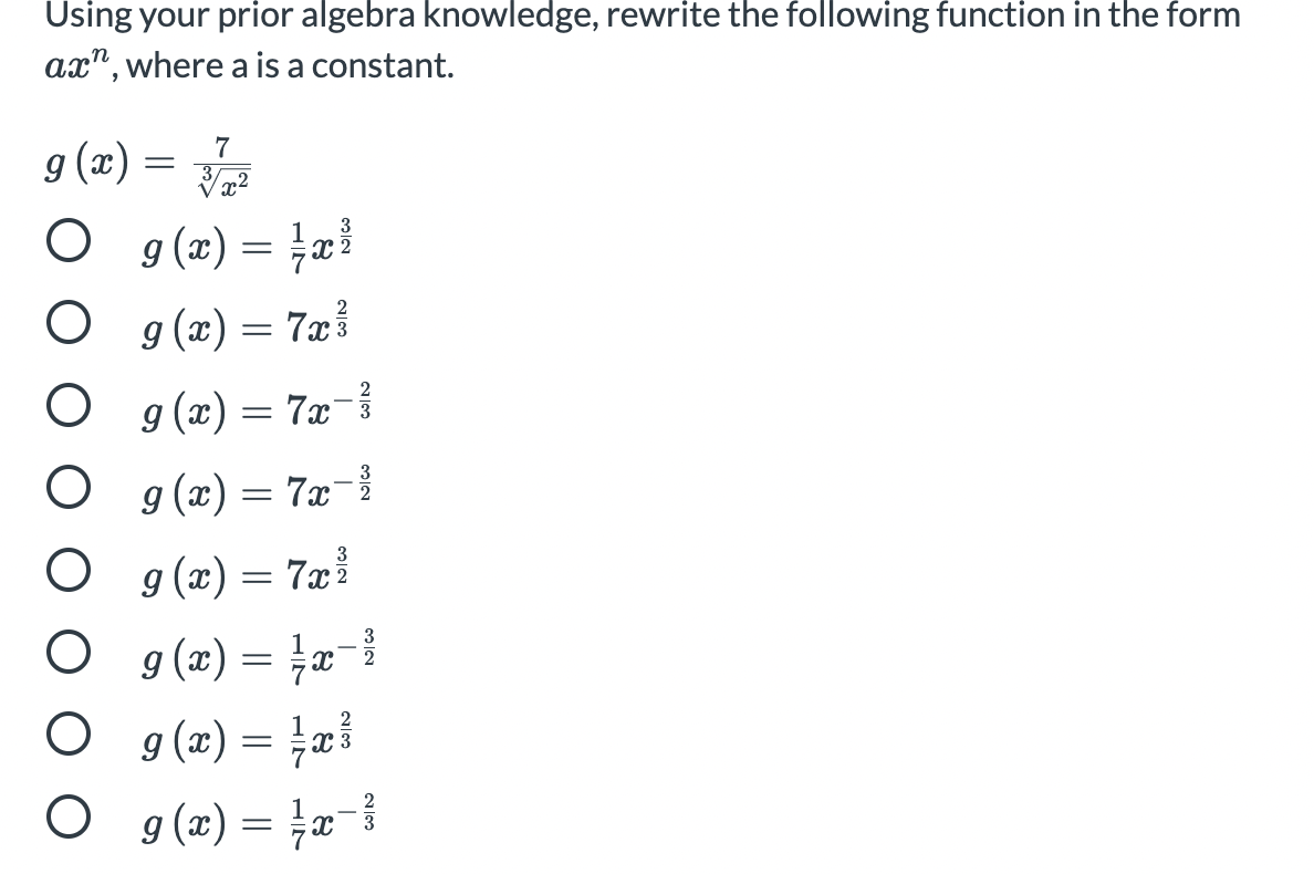 Solved Using your prior algebra knowledge, rewrite the | Chegg.com