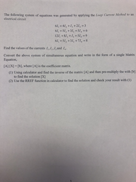 Solved The following system of equations was generated by | Chegg.com