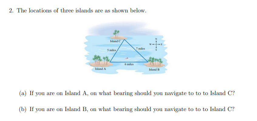 Solved 2. The locations of three islands are as shown below. | Chegg.com