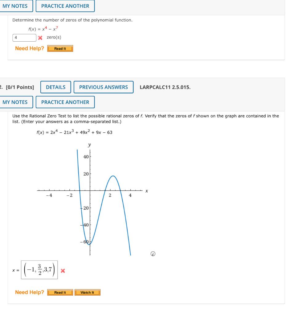Solved Determine the number of zeros of the polynomial | Chegg.com