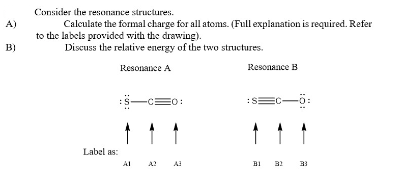 Solved A) B Consider the resonance structures. Calculate the | Chegg.com