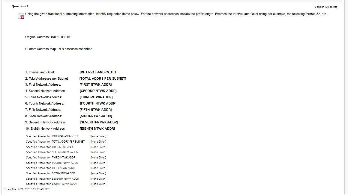 Solved Question 1 0 out of 100 points Original Address: | Chegg.com