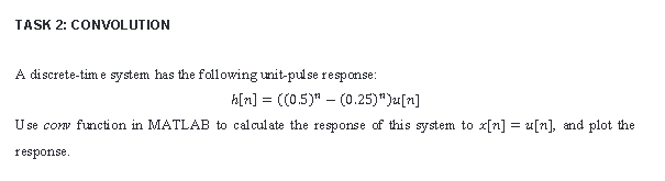 Solved TASK 2: CONVOLUTION A discrete-time system has the | Chegg.com