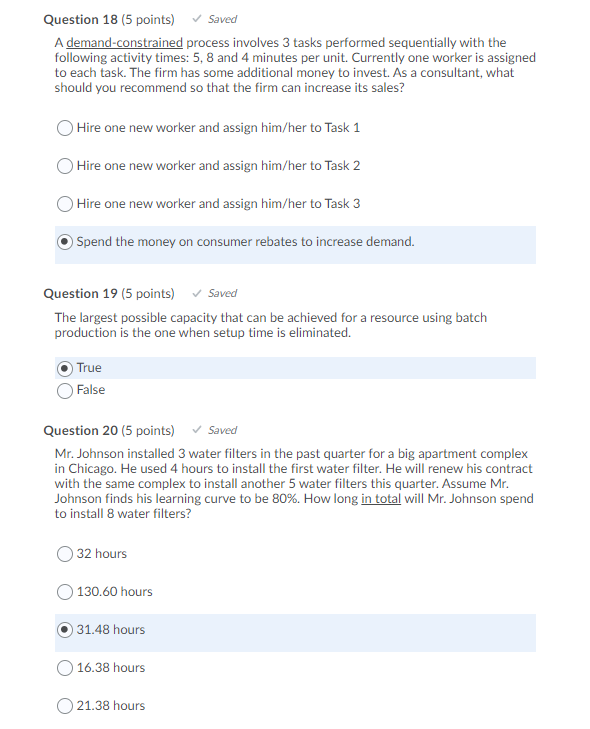 Solved Question 18 (5 points) Saved A demand-constrained | Chegg.com