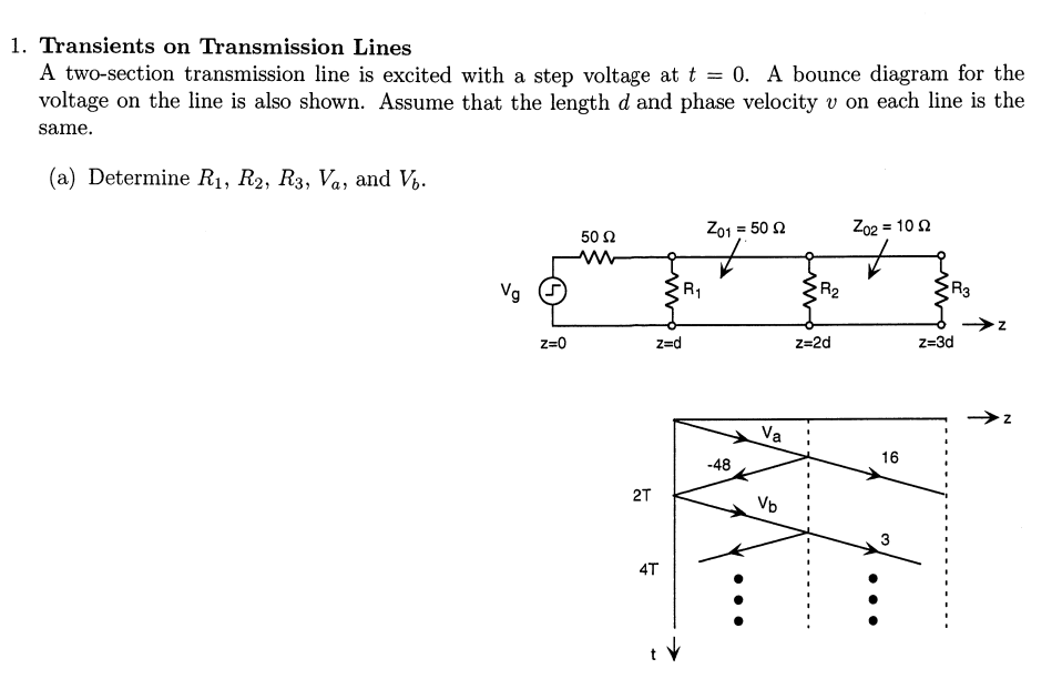 Solved Transients on ﻿Transmission LinesA two-section | Chegg.com