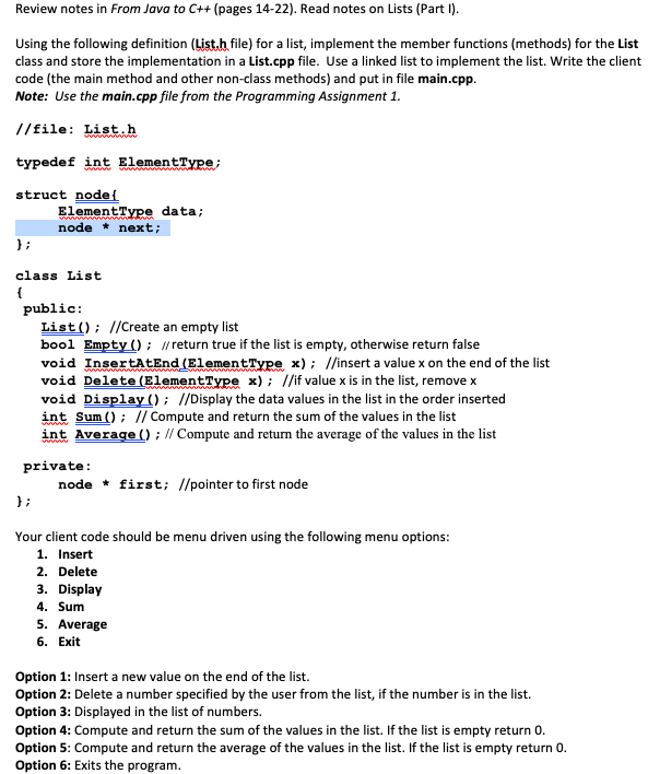 Solved Review notes in From Java to C++ (pages 14-22). Read | Chegg.com