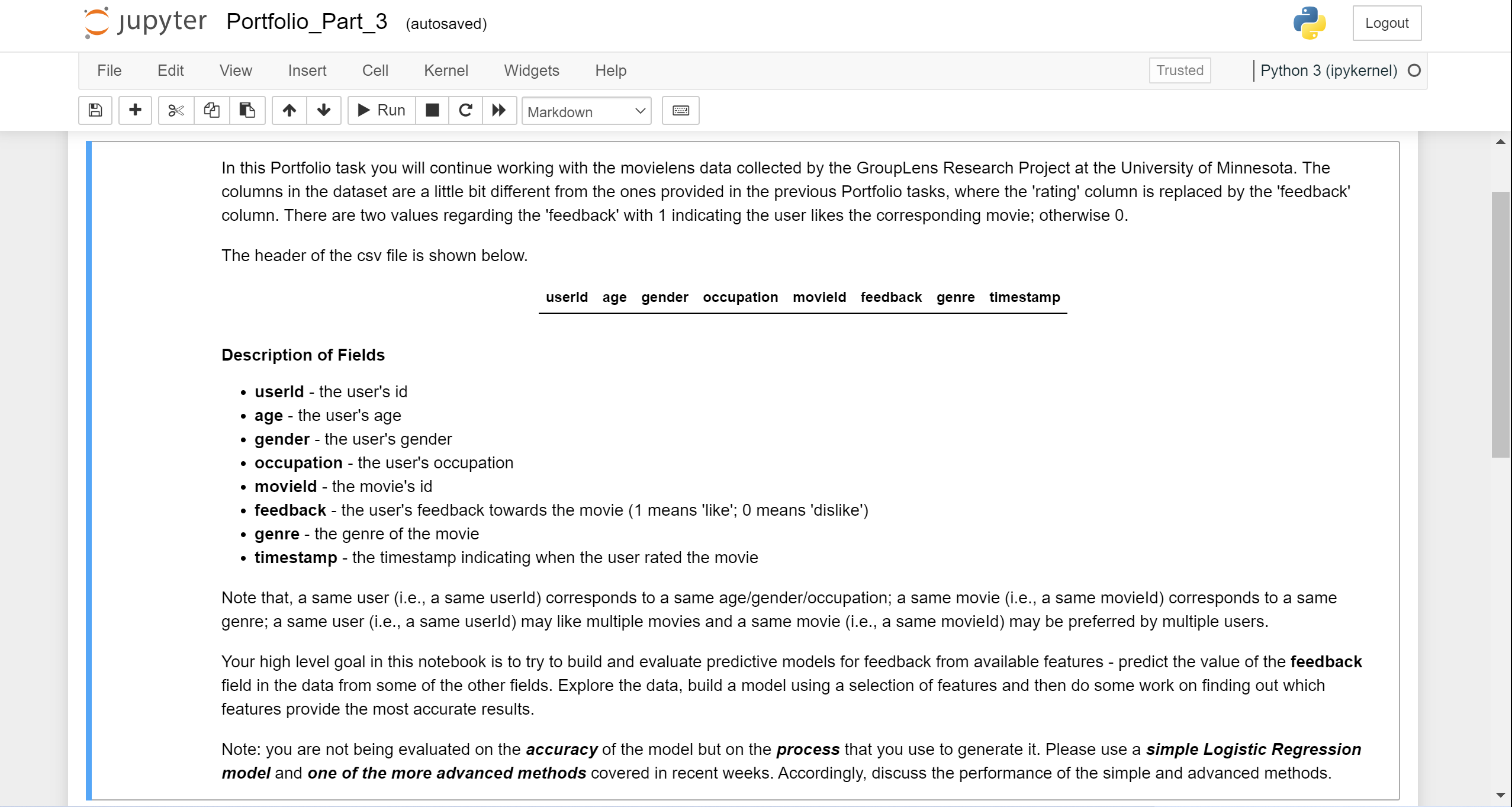 Solved Portfolio Part 3 In this Portfolio task you will | Chegg.com