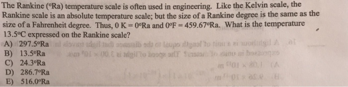 Solved The Rankine (Ra) temperature scale is often used in | Chegg.com