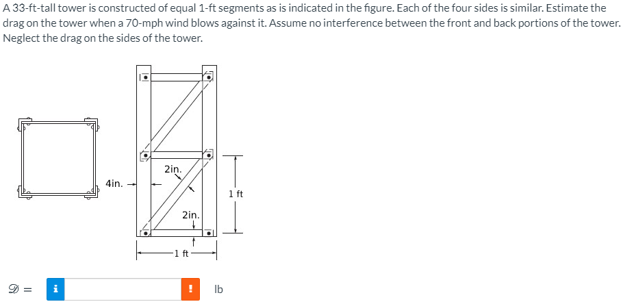 Solved A 33-ft-tall tower is constructed of equal 1-ft | Chegg.com