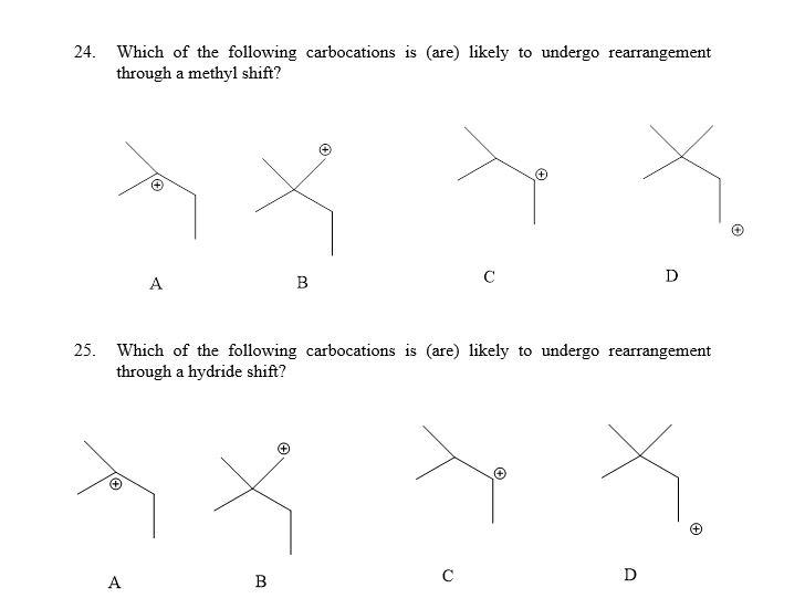 Solved 24. Which of the following carbocations is (are) | Chegg.com