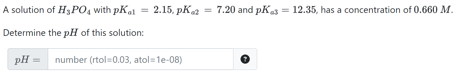 Solved A solution of H3PO4 with pKa1=2.15,pKa2=7.20 and | Chegg.com