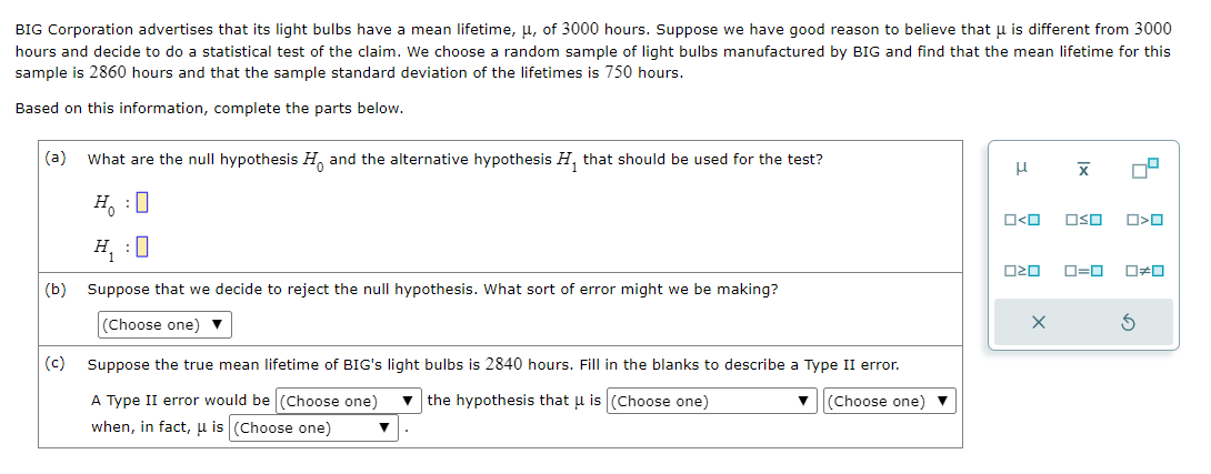 Solved BIG Corporation advertises that its light bulbs have | Chegg.com