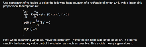 Solved Use separation of variables to solve the following | Chegg.com