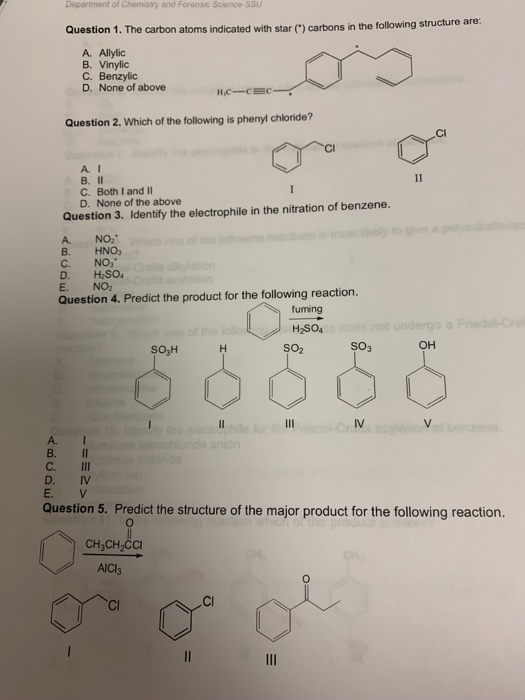 Solved Department of Chemistry and Forensic Science SSU | Chegg.com