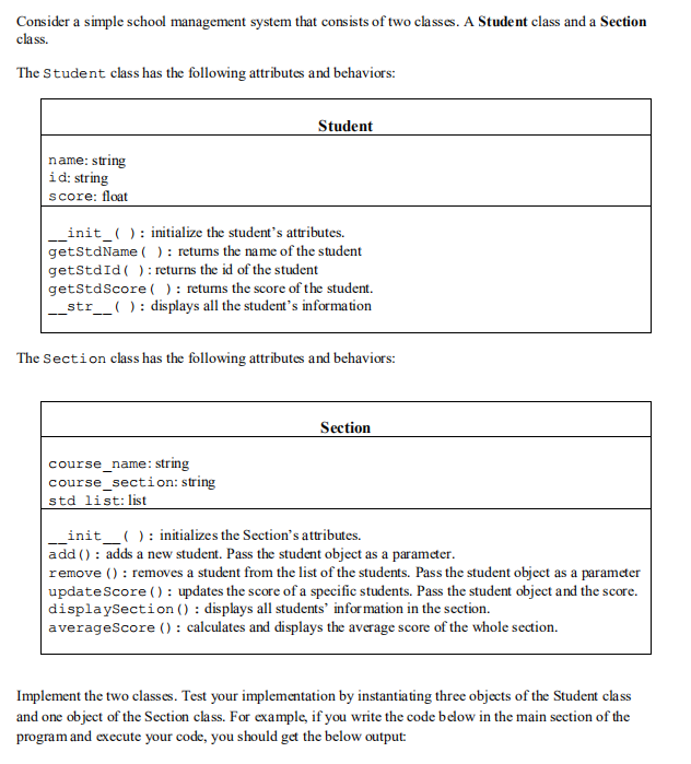 Solved Consider a simple school management system that | Chegg.com