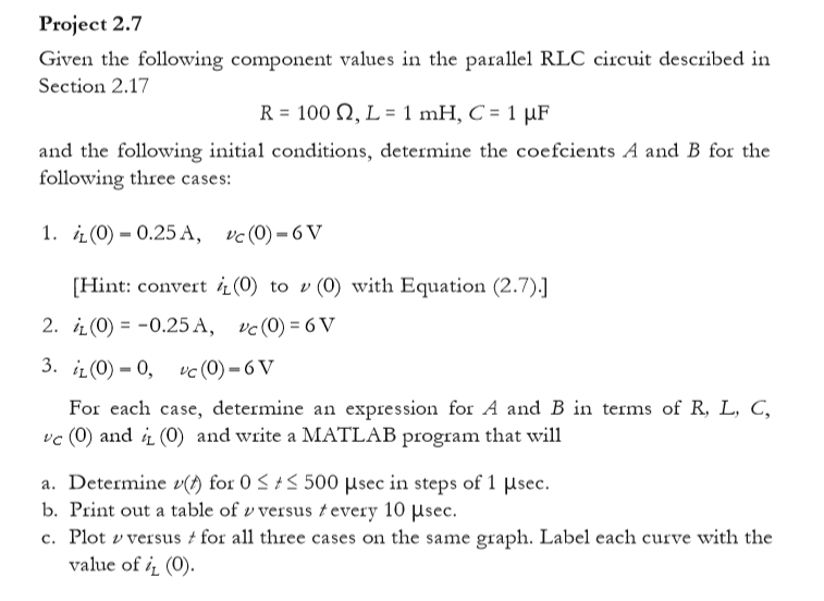 2 2 2RC LC 2 RC 2RC LC or equivalently v=exp t Aexp | Chegg.com