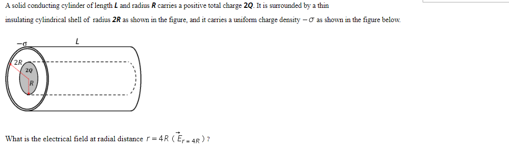 Solved A solid conducting cylinder of length L and radius R | Chegg.com