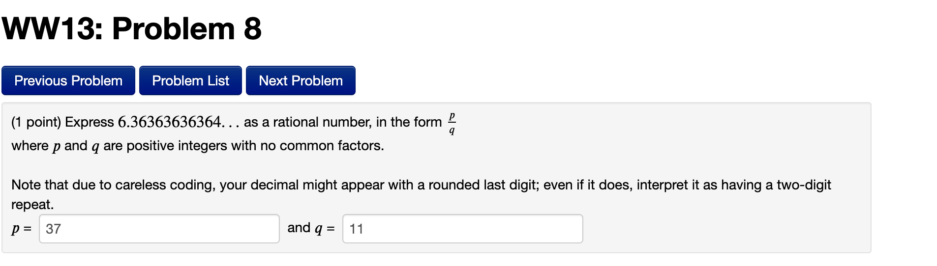 Solved WW13: Problem 8 Previous Problem Problem List Next | Chegg.com