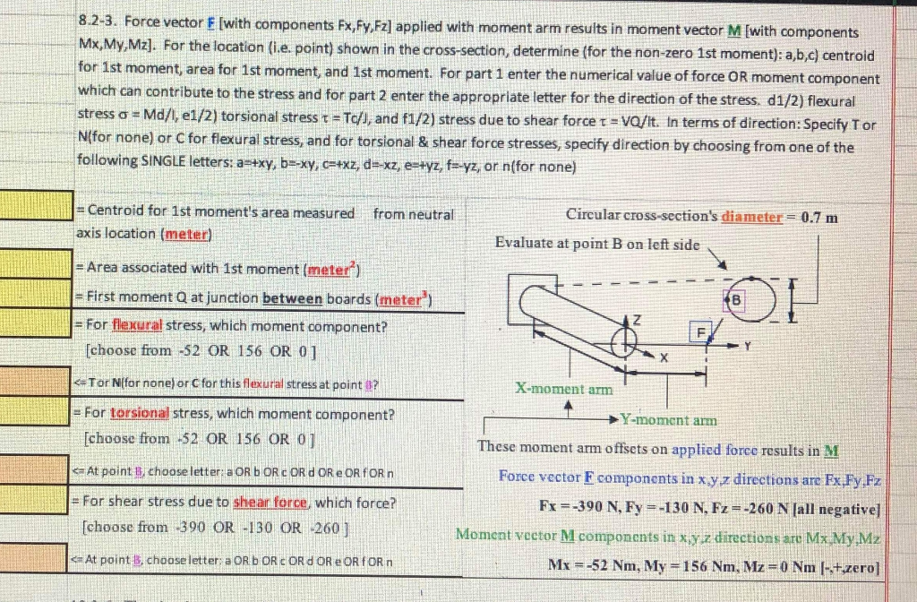 Solved 8.2-3. Force vector E [with components Fx, Fy,Fz] | Chegg.com