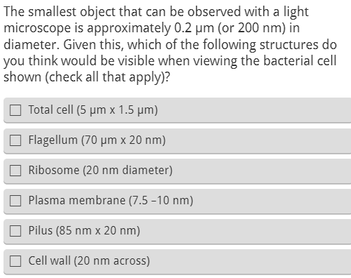 Solved The smallest object that can be observed with a | Chegg.com