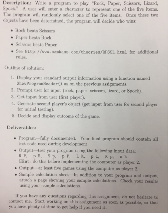 Solved Write a program to play "Rock, Paper, Scissors, | Chegg.com