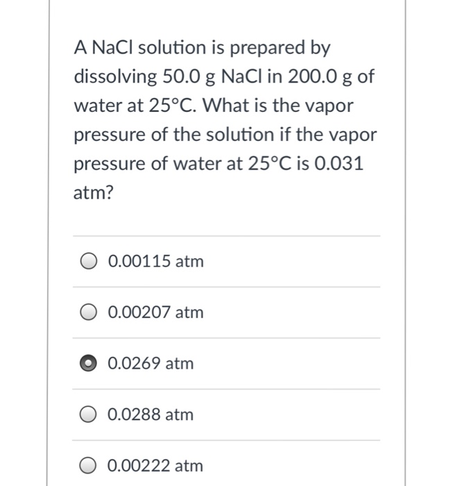 Solved A NaCl solution is prepared by dissolving 50.0 g NaCl | Chegg.com