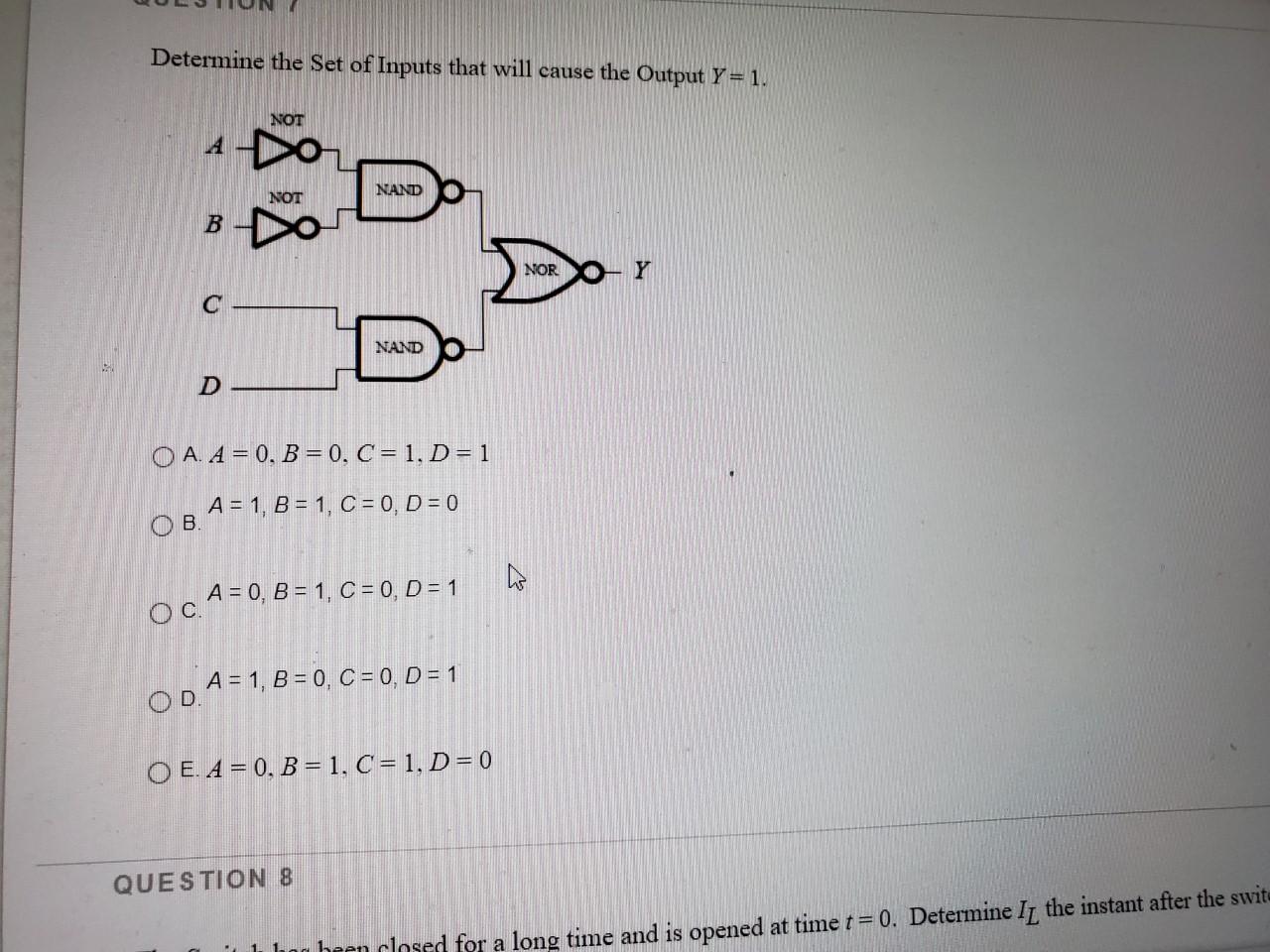 Solved Determine the Set of Inputs that will cause the | Chegg.com