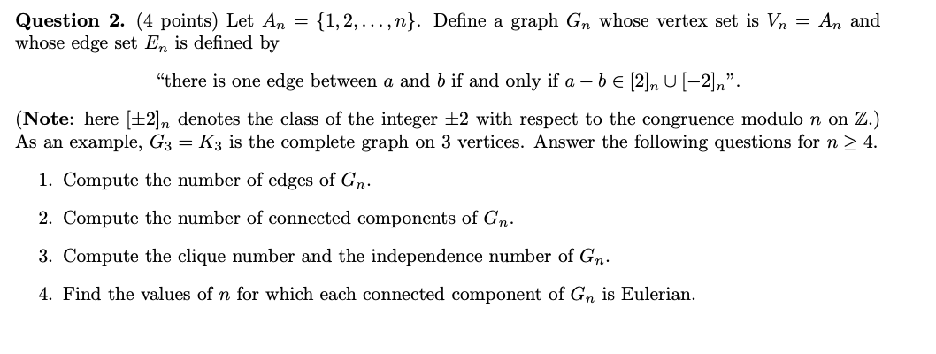 Solved = Question 2. (4 points) Let An = {1, 2,...,n}. | Chegg.com