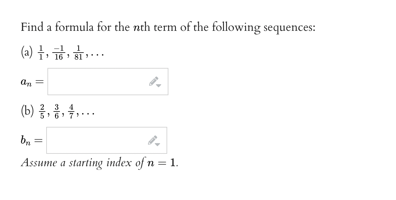 Solved Find a formula for the nth term of the following | Chegg.com