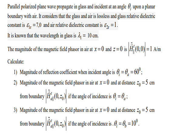 Solved Parallel polarized plane wave propagate in glass and | Chegg.com